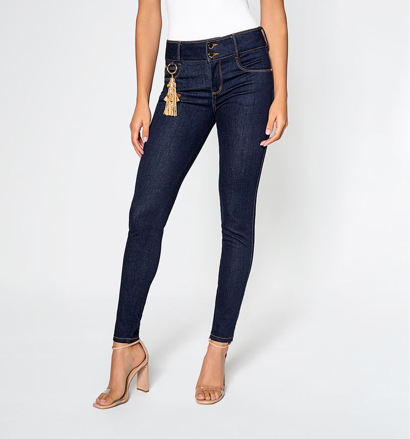 Jean Skinny Cinco Bolsillos Con Borla
