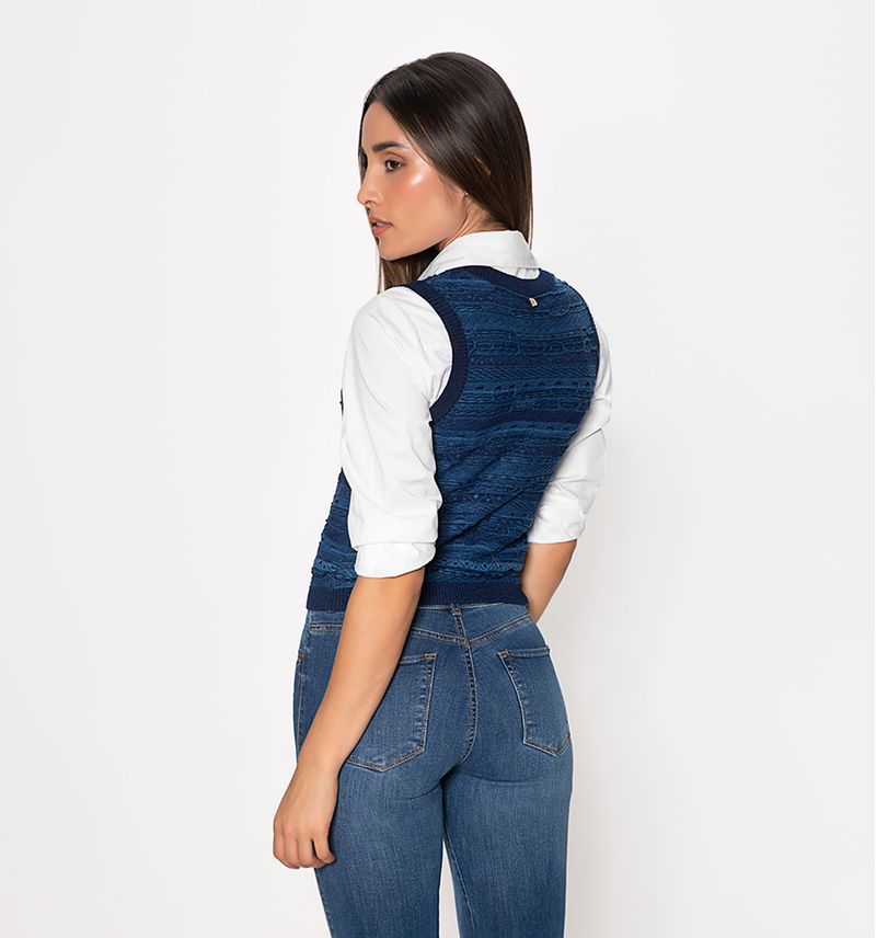 Chaleco Tejido Efecto Denim